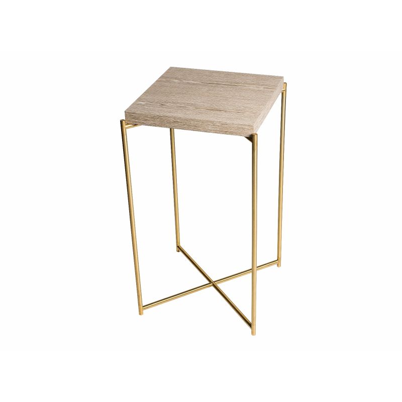 Square Plant Stand | Weathered Oak & Brass Frame