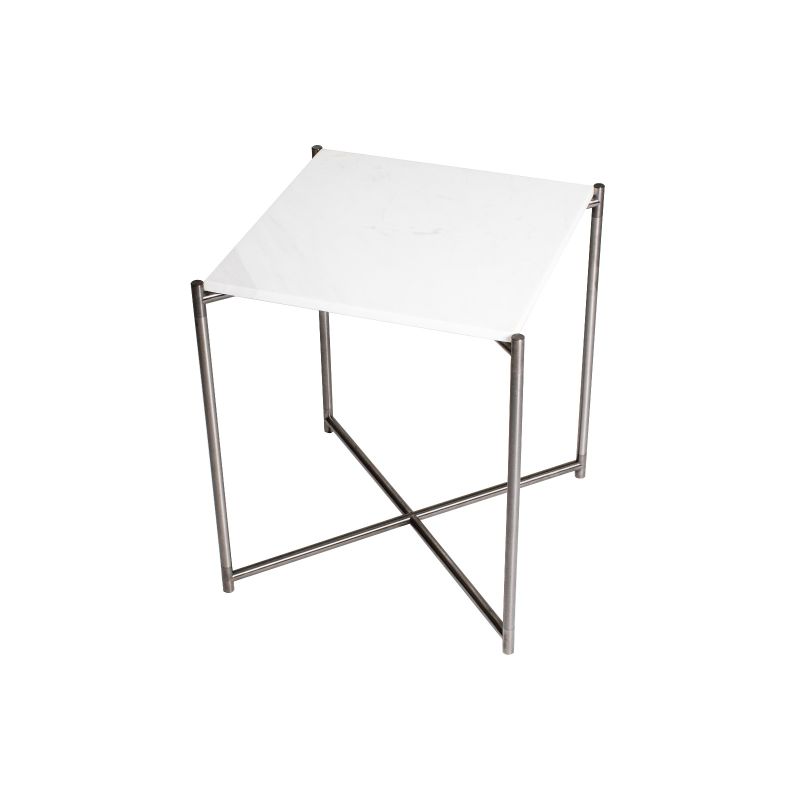 Square Side Table | White Marble Top & Gun Metal Frame