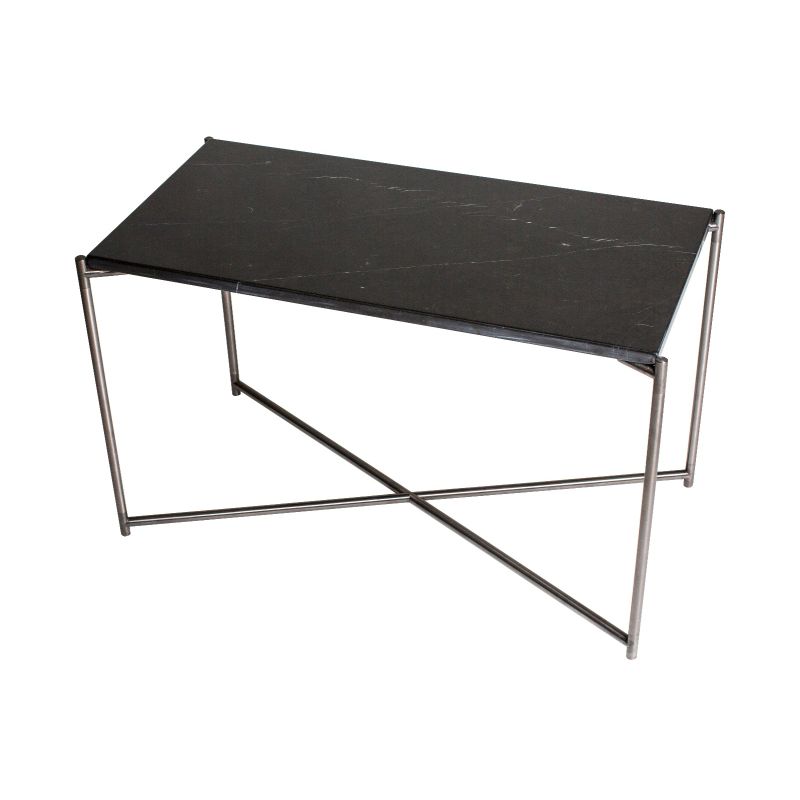 Rectangular Side Table | Black Marble Top & Gun Metal Frame