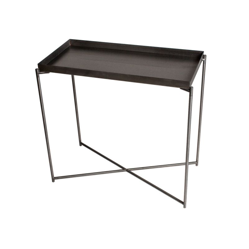 Iris Small Metal Tray Top Console Table | Gun Metal Tray Top & Gun ...