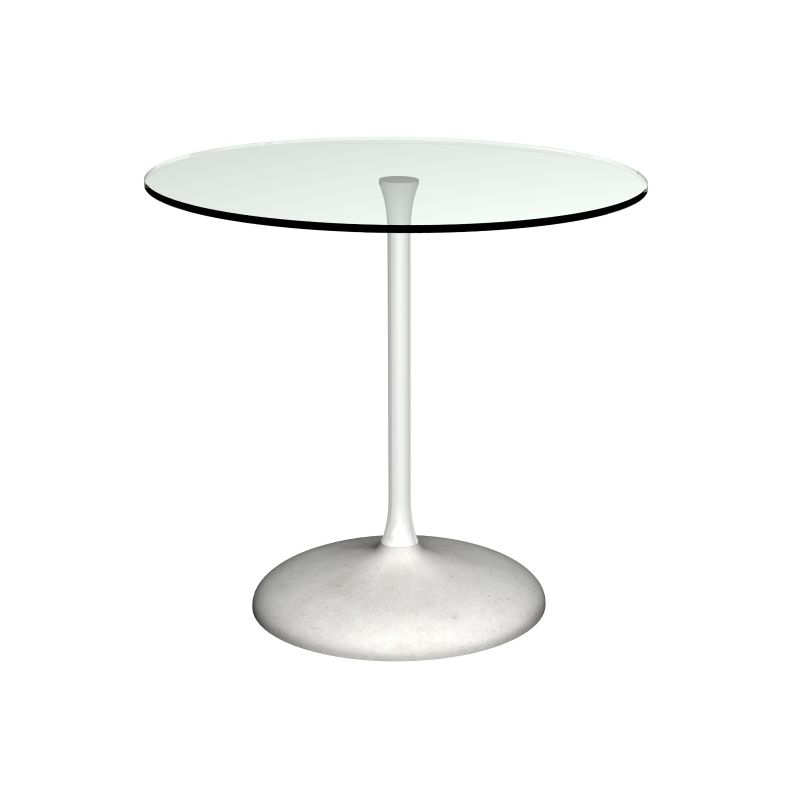 Swan Circular Glass Dining Table | Clear Glass Top, Gloss White Column ...