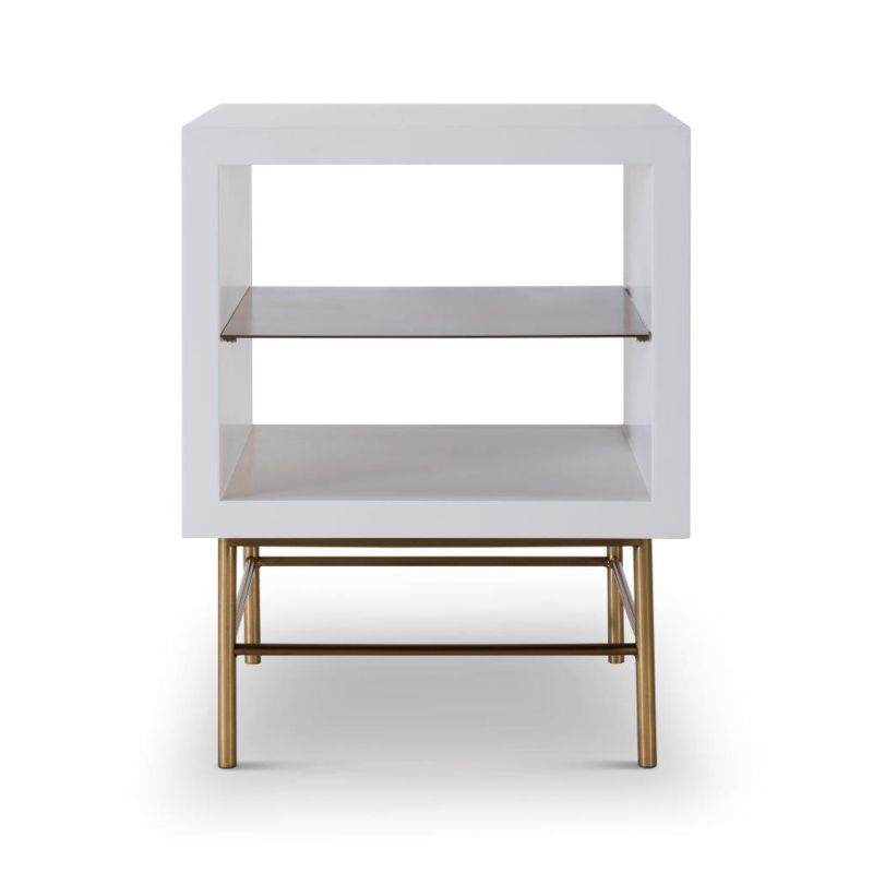 Alberto Side Table | White With Brass Accent