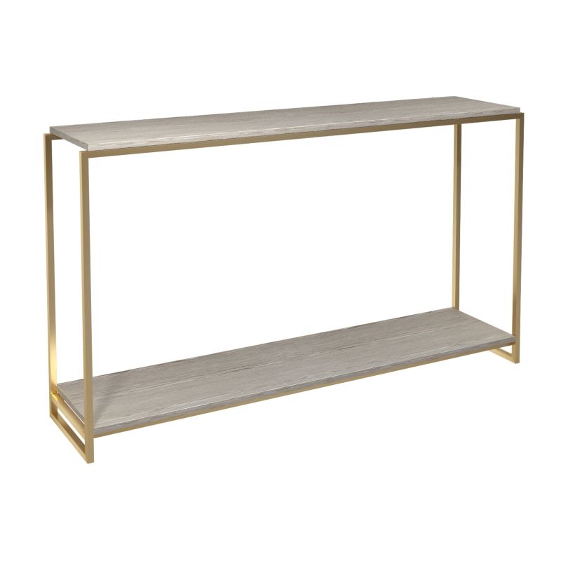 Federico Narrow Console Table | Weathered Oak & Brass Frame Narrow ...