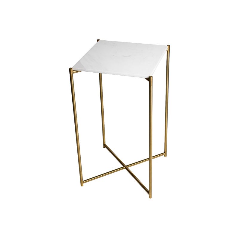 Square Plant Stand | White Marble & Brass Frame