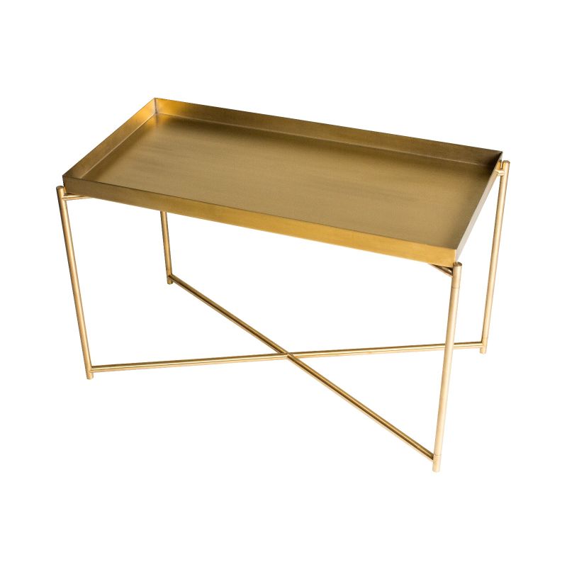 Rectangular Tray Top Side Table | Brass Tray Top & Brass Frame