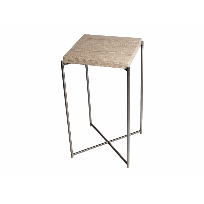 Square Plant Stand | Weathered Oak & Gun Metal Frame