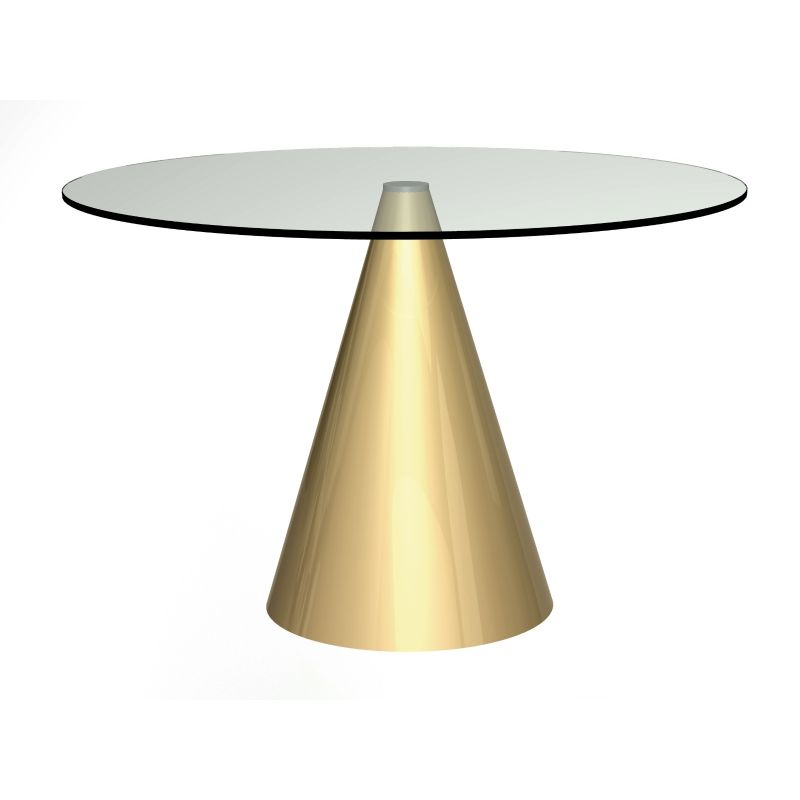 Oscar Large Circular Dining Table | Clear Glass Top & Brass Base Round ...