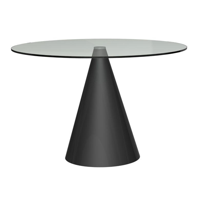 Oscar Large Circular Dining Table | Clear Glass Top & Black Base Round ...