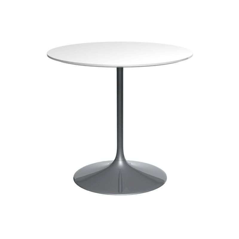 Swan Small Circular White Dining Table | Gloss White Top, Dark Chrome ...