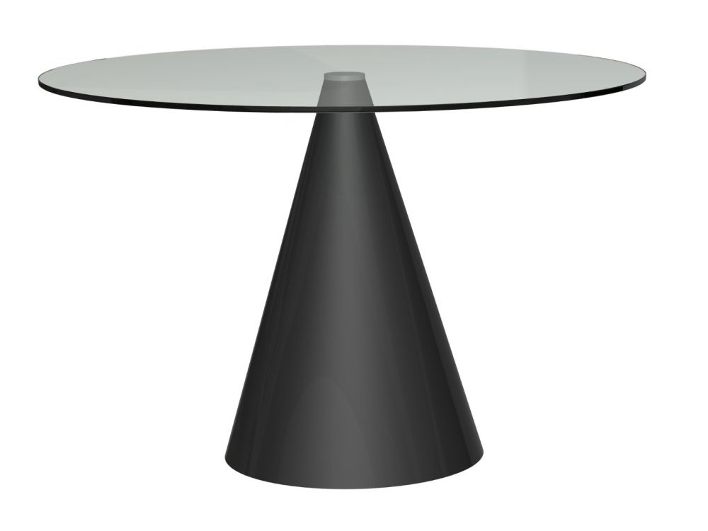 Oscar Large Circular Dining Table | Clear Glass Top & Black Base Round ...